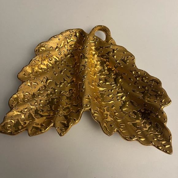 Art | Weeping Bright Golden Leaf 22kt Gold Dish Tray Vintage Dish ...